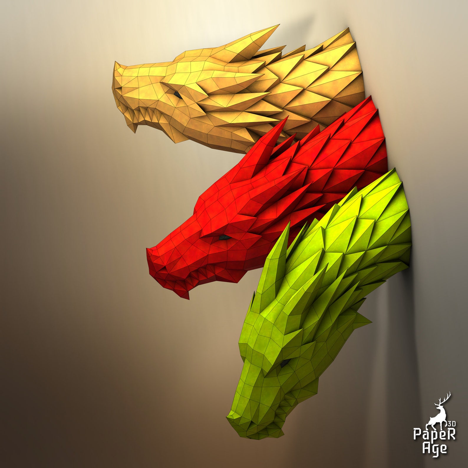 Dragon on the Wall Head of Dragon Papercraft Trophy - Etsy