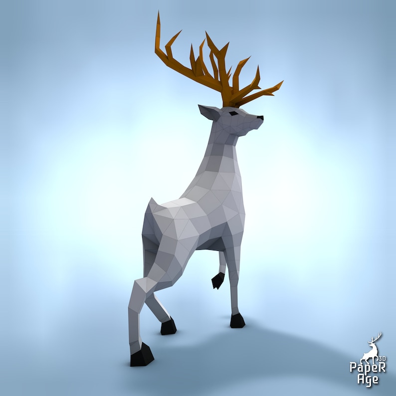 Royal Deer Papercraft Pepakura Lowpoly Low Polygon 3D | Etsy India