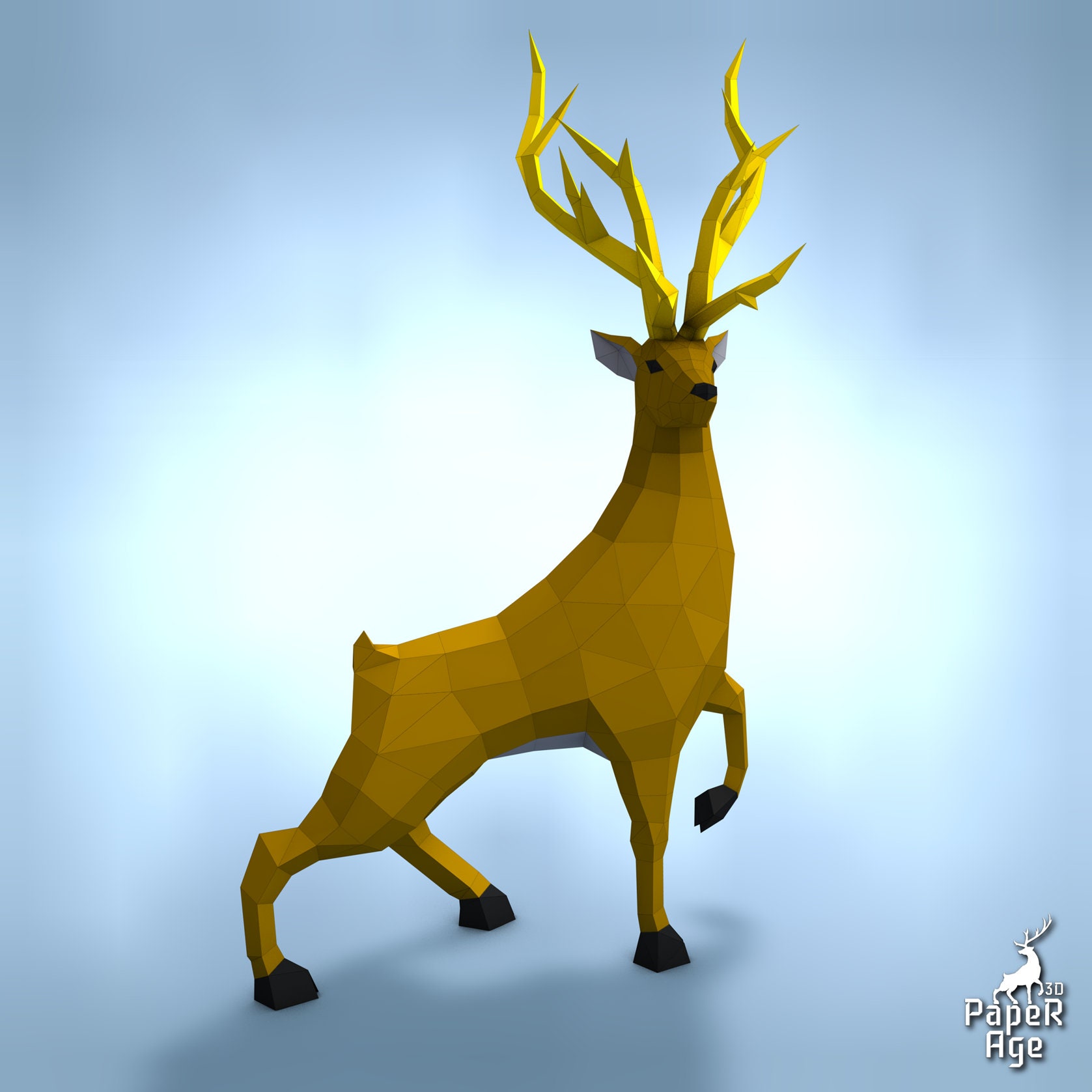 Royal Deer Papercraft Pepakura Lowpoly Low Polygon 3D | Etsy