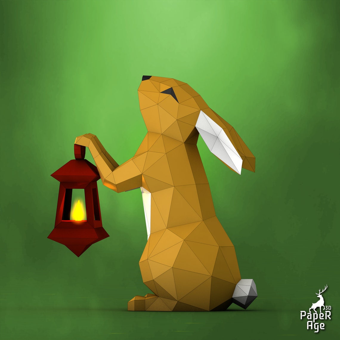 Rabbit Easter Bunny Bunny Papercraft Pepakura Lowpoly | Etsy