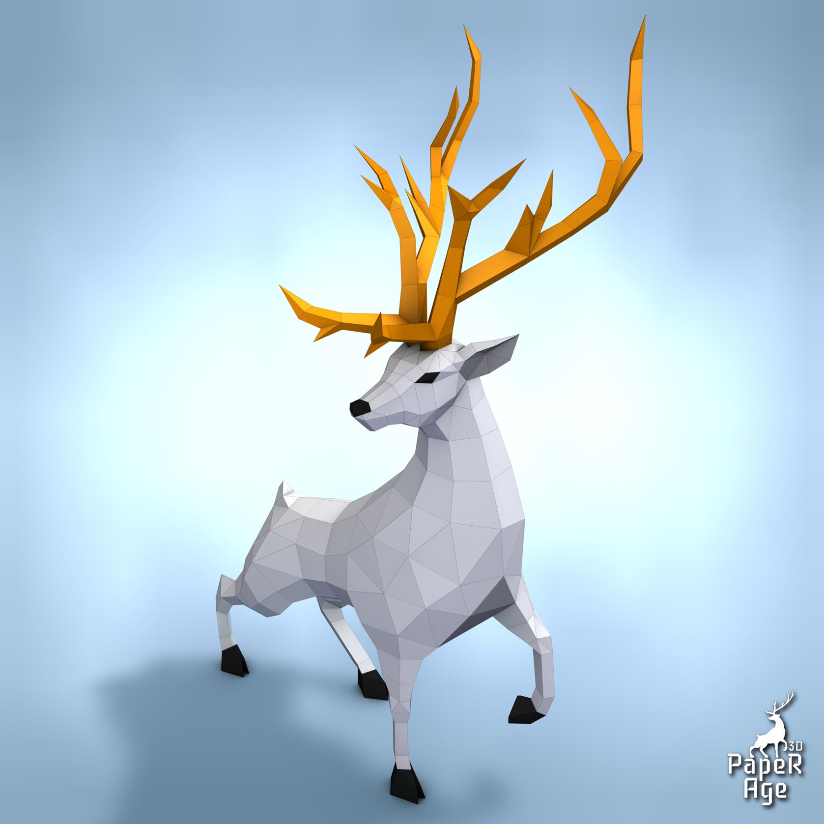 Royal Deer Papercraft Pepakura Lowpoly Low Polygon 3D | Etsy India