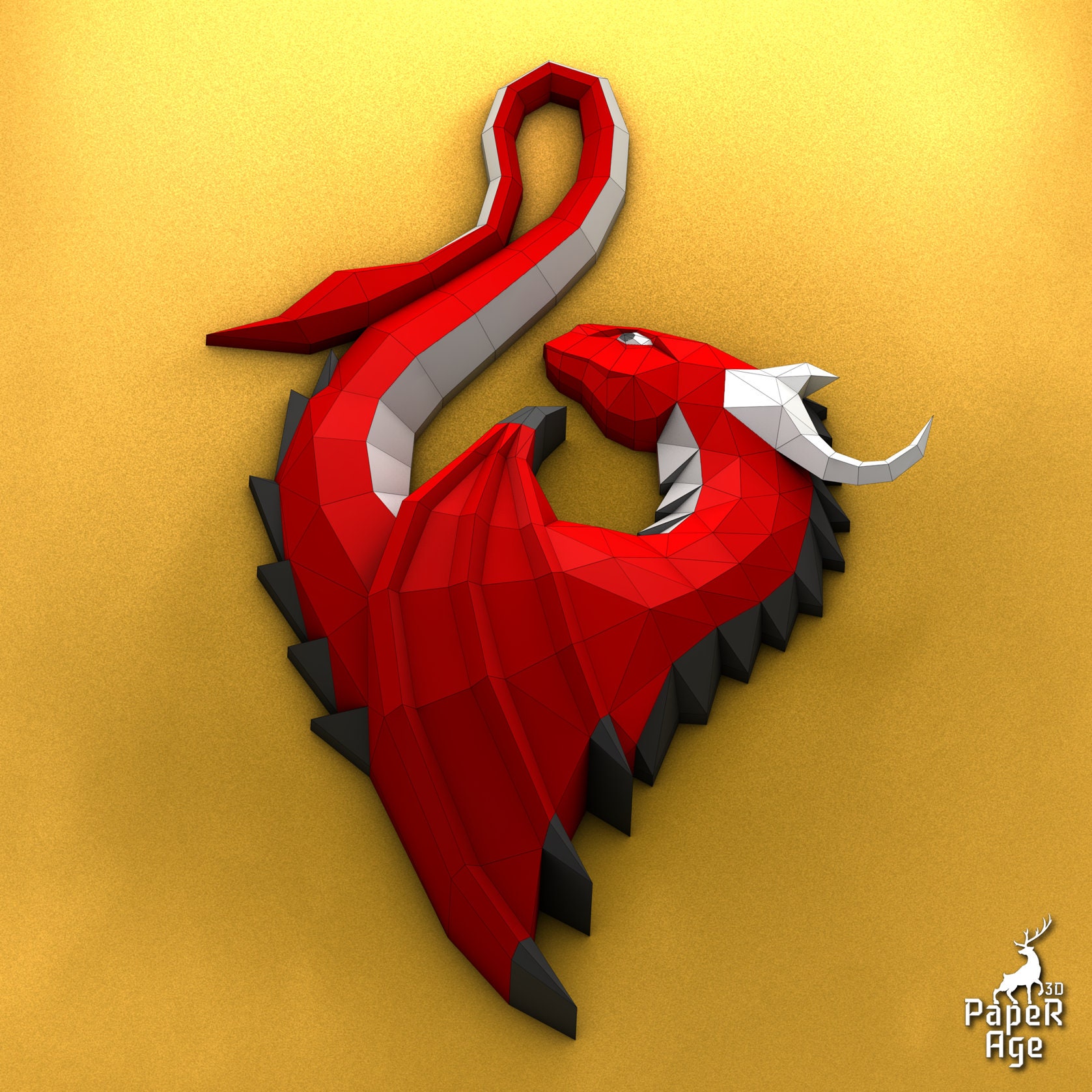 Dragon on the Wall Papercraft Pepakura Lowpoly 3D - Etsy