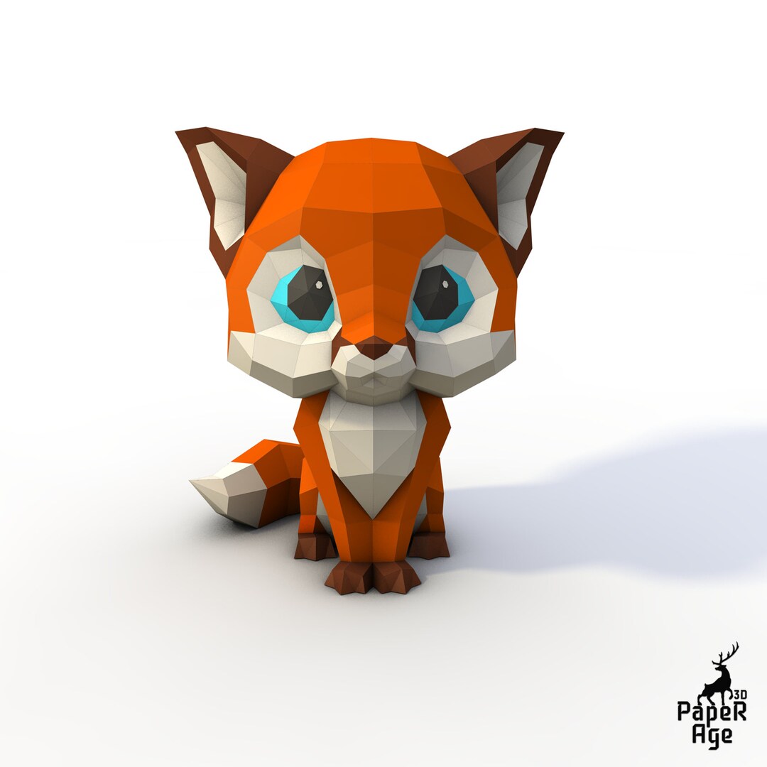 Little Fox, Fox, Little Fox, Papercraft, Pepakura, Lowpoly, Low Polygon ...