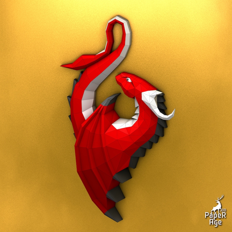 Dragon on the wall Papercraft Pepakura Lowpoly 3D | Etsy