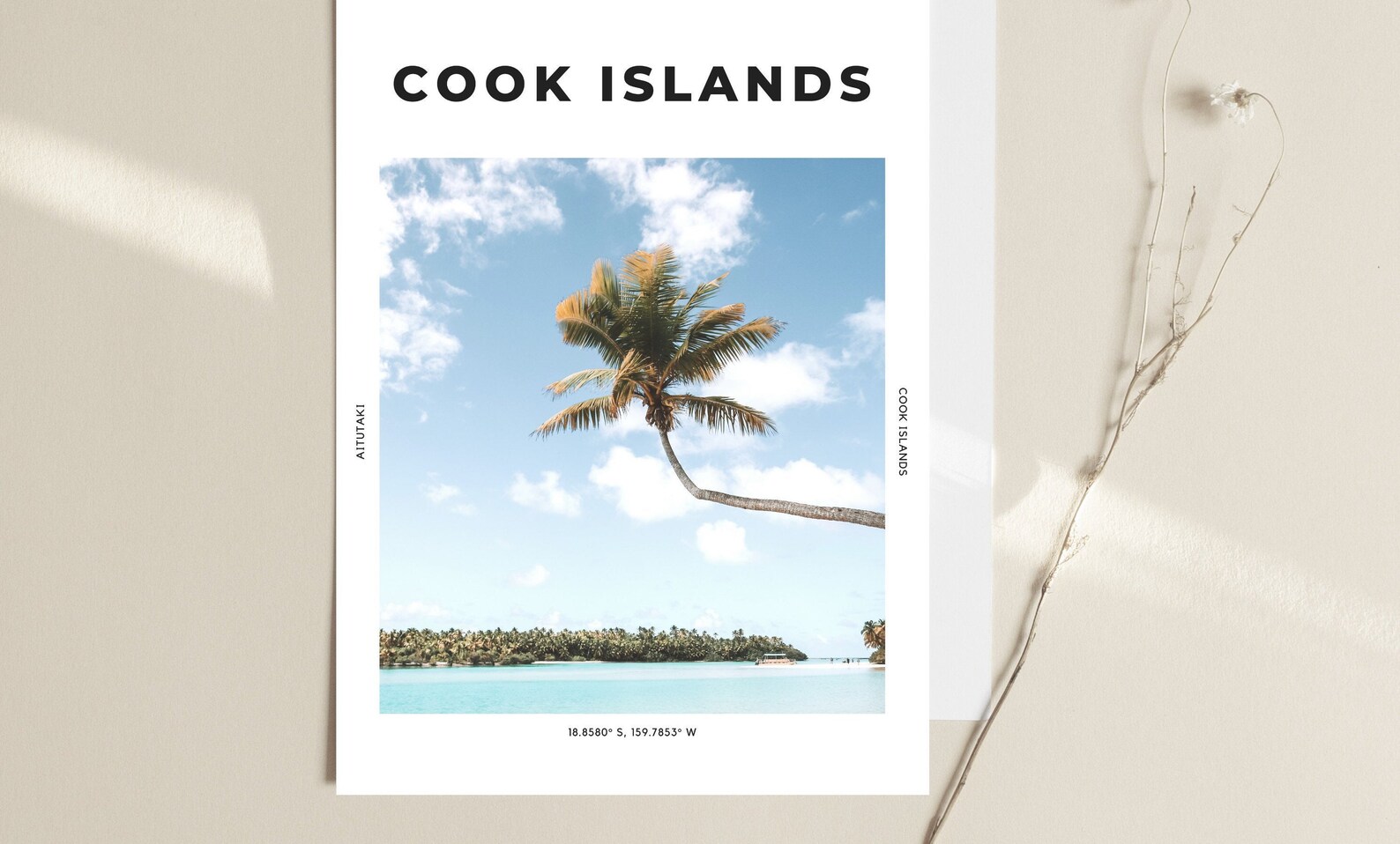 Cook Islands Print Aitutaki Poster Tropical Wall Art Blue - Etsy