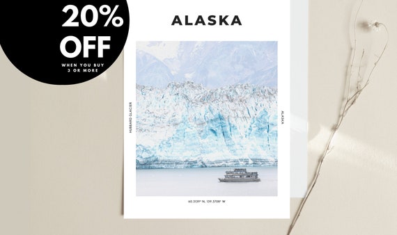 Alaska Print Hubbard Glacier Poster Iceberg USA Wall Art | Etsy