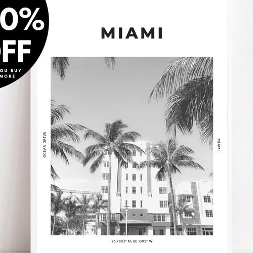 Miami Beach Poster Miami Print Florida Poster Art Deco - Etsy