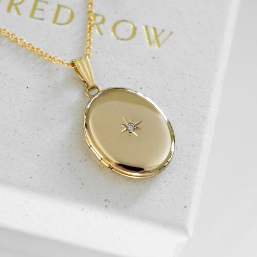 Solid 14k Yellow Gold Diamond Heart Photo Locket - Etsy