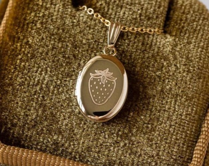Strawberry Locket Necklace - Etsy