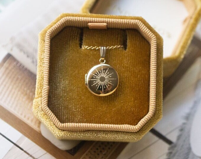 Gold Sun Necklace, Celestial Locket Necklace, Sun and Moon Locket ...