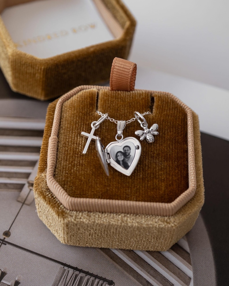 Sterling Silver Heart Diamond Locket, Photo Necklace, Minimalist ...