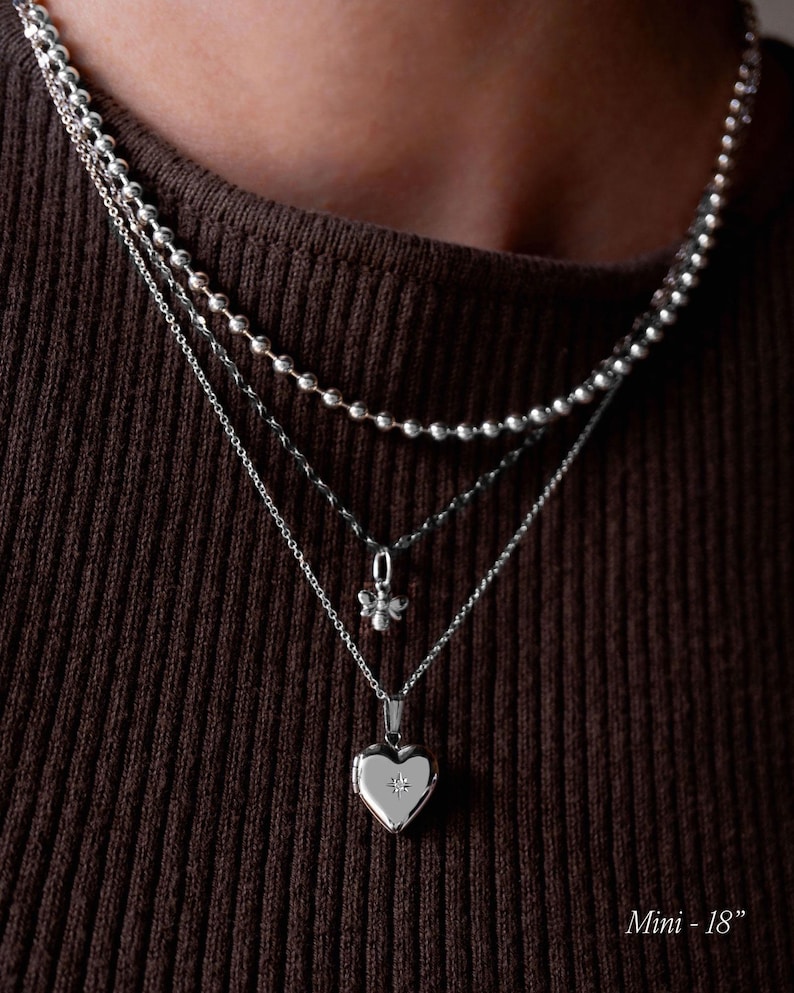 Sterling Silver Heart Diamond Locket, Photo Necklace, Minimalist ...