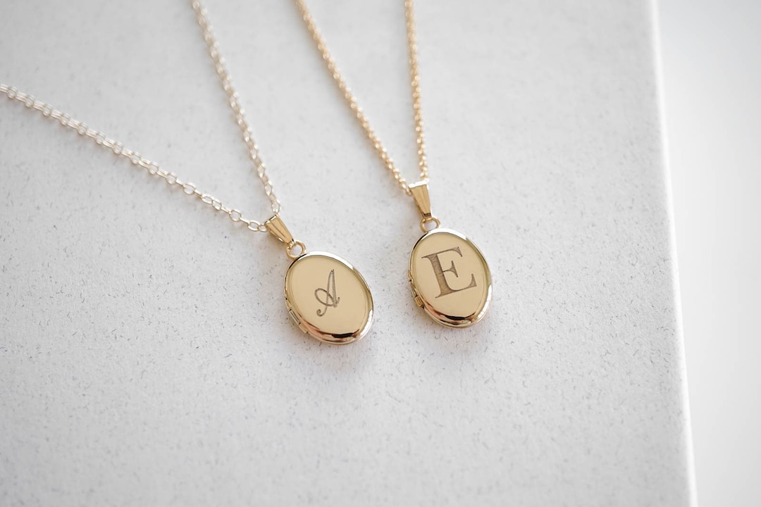 Personalized Initial Letter Oval Locket, Gold Filled, Silver ...