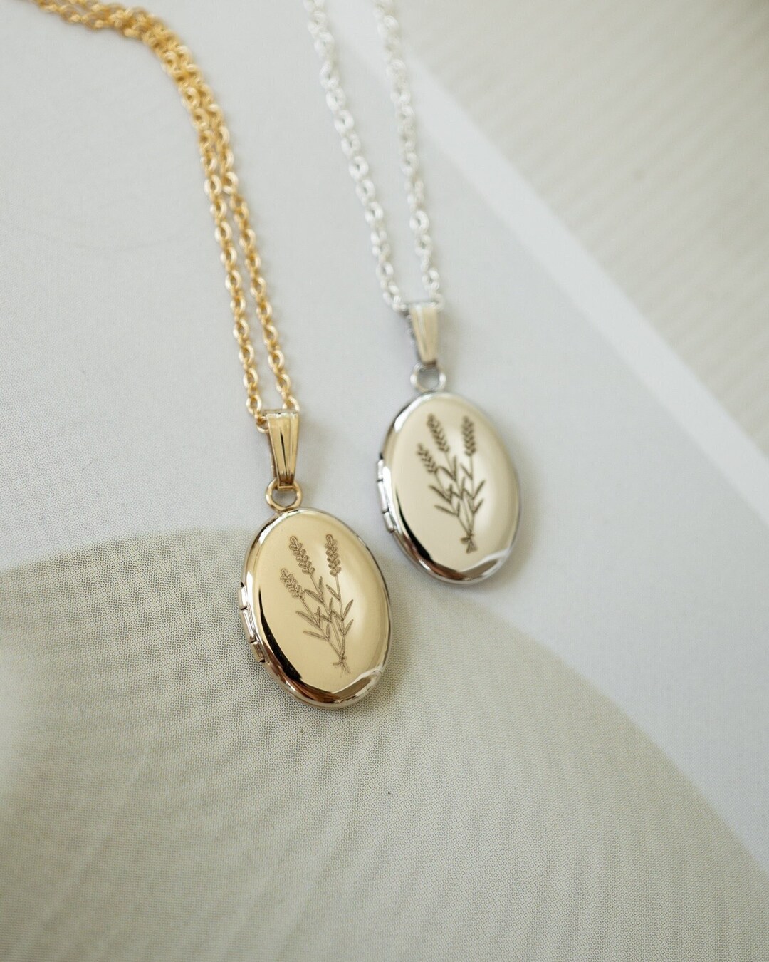 Lavender Oval Locket Necklace 14K Solid Gold Gold Filled - Etsy