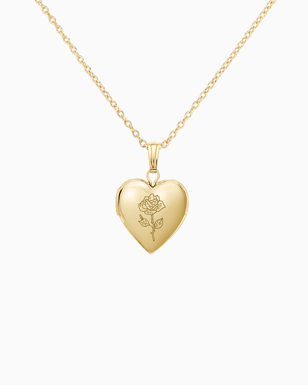 Rose Heart Mini Locket Necklace 14K Solid Gold Locket - Etsy