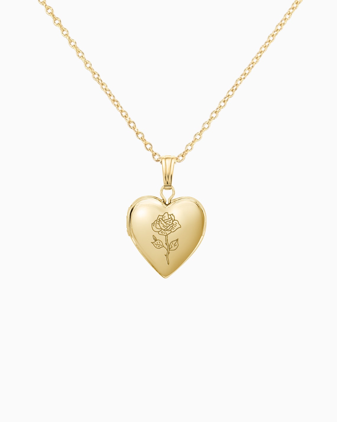 Rose Heart Mini Locket Necklace 14K Solid Gold Locket - Etsy