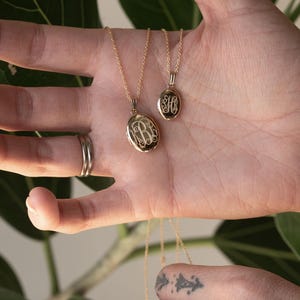 Monogram Personalized Oval Locket, Gold Filled, Silver, Minimalist ...