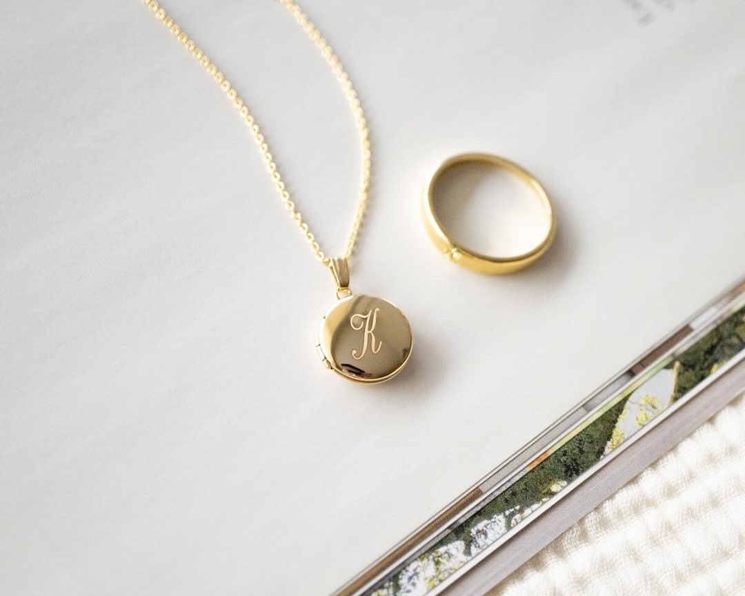 Personalized Initial Letter Round Mini Locket, Gold Filled, Silver ...