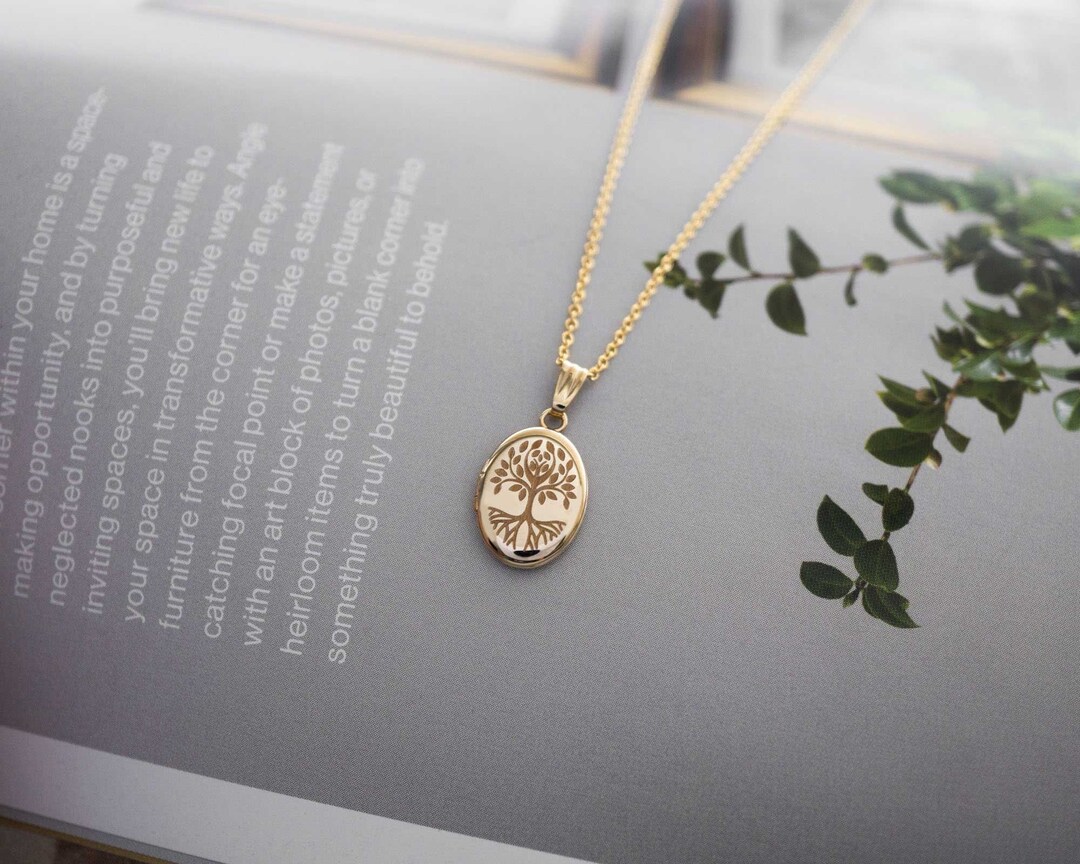 Tree of Life Oval Locket, Memorial Necklace, Personalized Photo ...