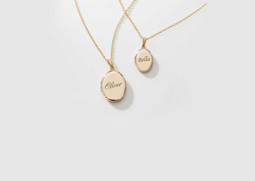 Personalized Name Oval Locket, 14K Gold Filled, Silver, Handmade Gifts ...