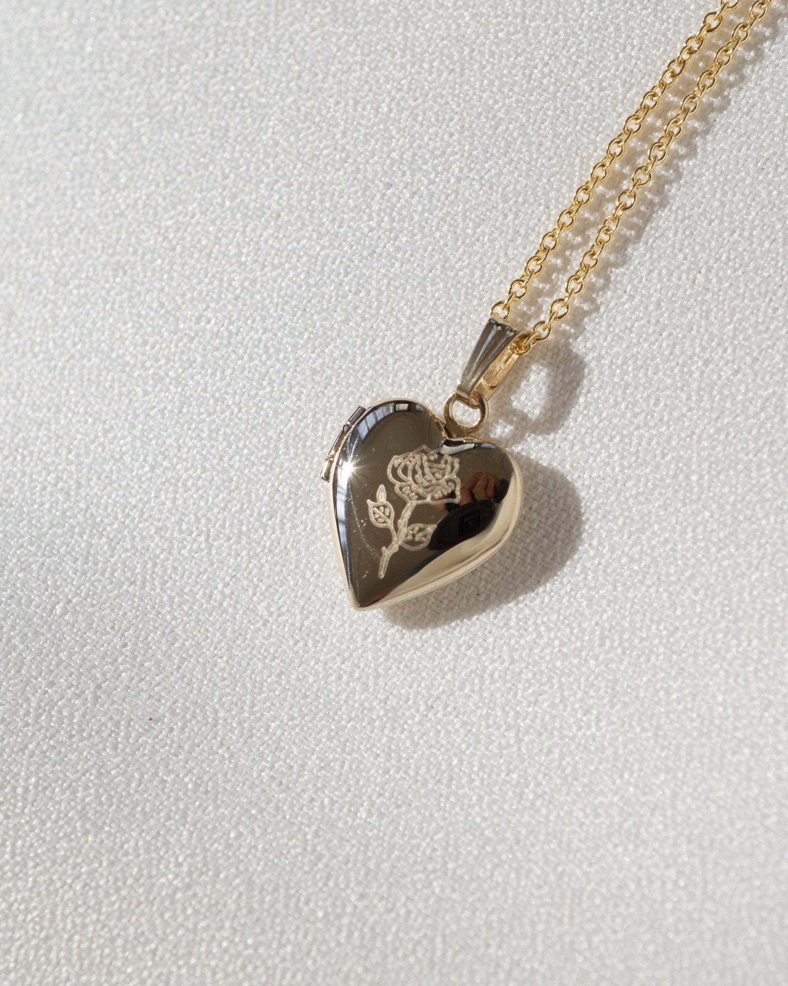 Rose Heart Mini Locket Necklace 14K Solid Gold Locket - Etsy