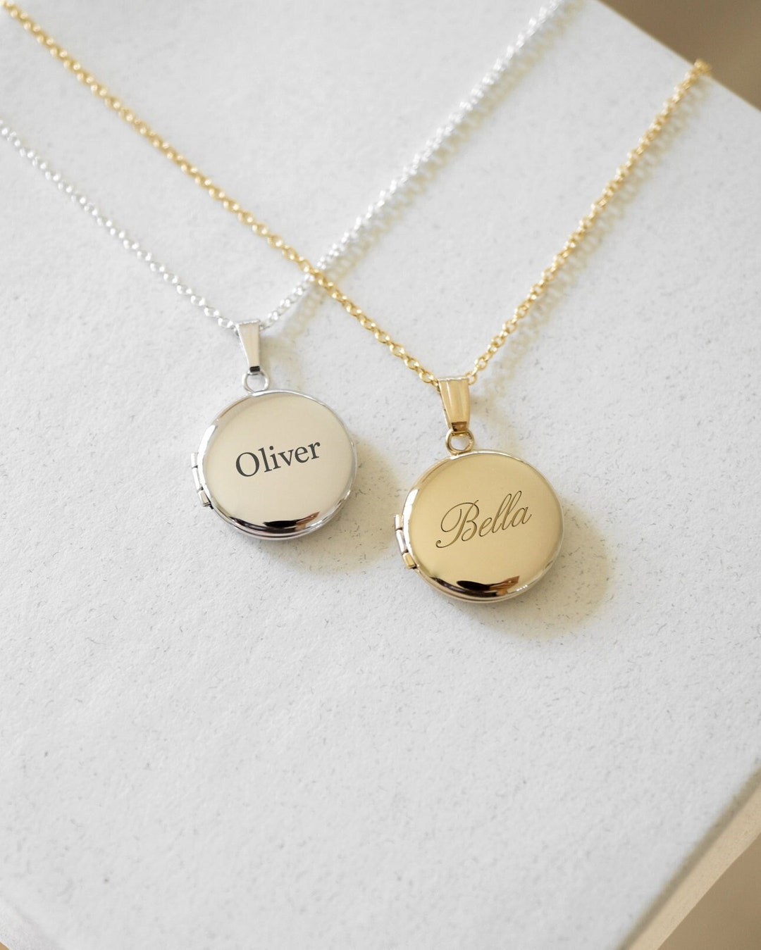 Name Personalized Round Mini Locket, Gold Filled, Silver, Minimalist ...