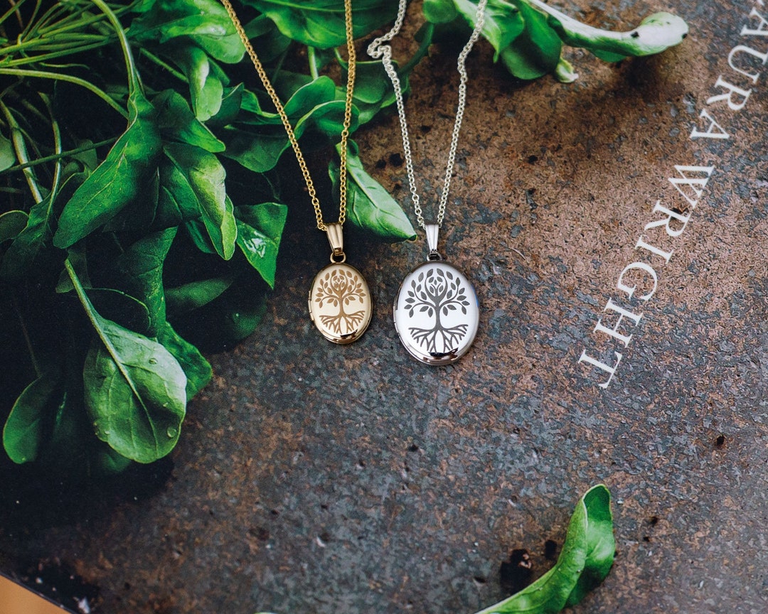 Tree of Life Oval Locket Memorial Necklace Personalized - Etsy