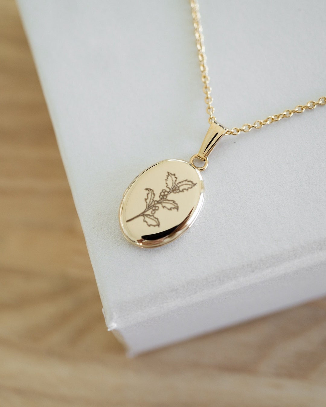 Holly Oval Locket, 14K Solid Gold, Gold Filled Locket Necklace ...