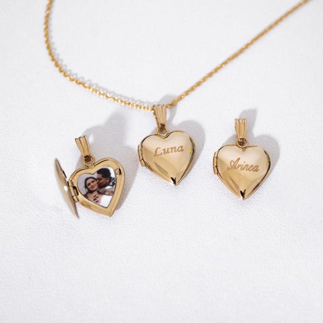 Name Personalized Heart Locket, Minimalist Personalized Gifts, Engraved ...