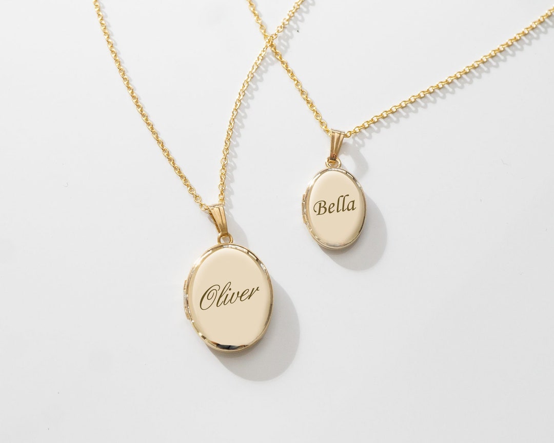 Personalized Name Oval Locket 14K Gold Filled Silver - Etsy