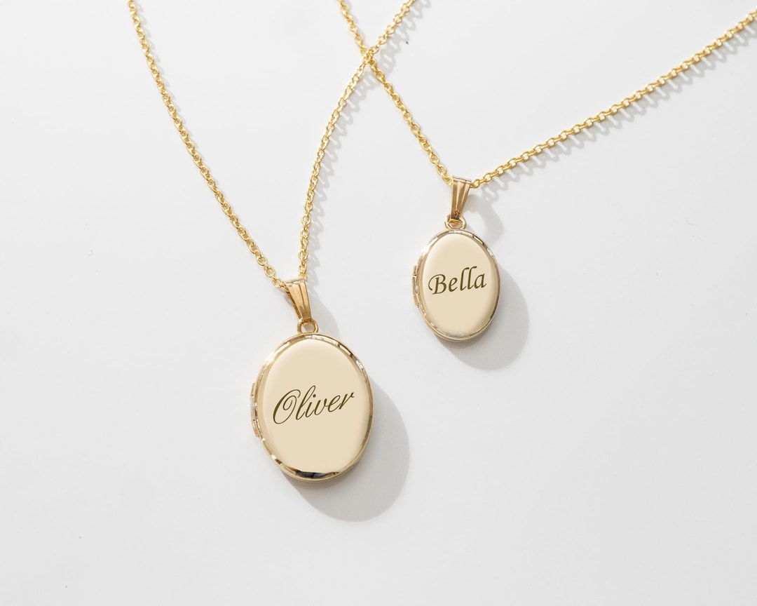 Personalized Name Oval Locket 14K Gold Filled Silver - Etsy