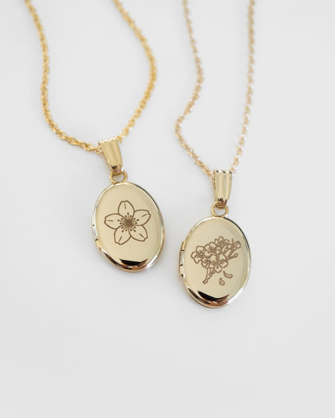 Sakura Cherry Blossom Oval Locket, Gold Personalized Gifts - Etsy