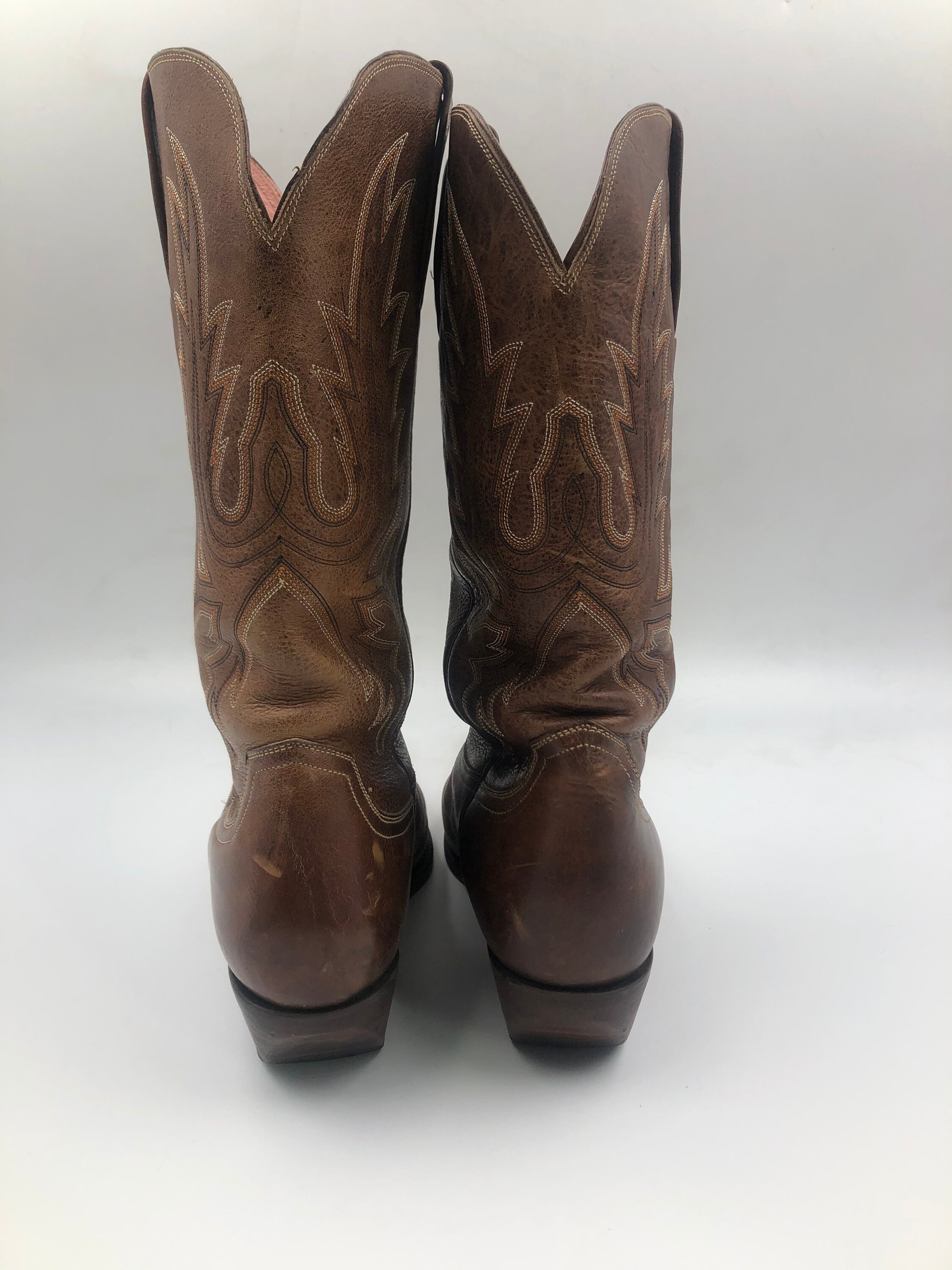 Brown Men's Boots From Real Leather Vintage Boots Embroidered With ...