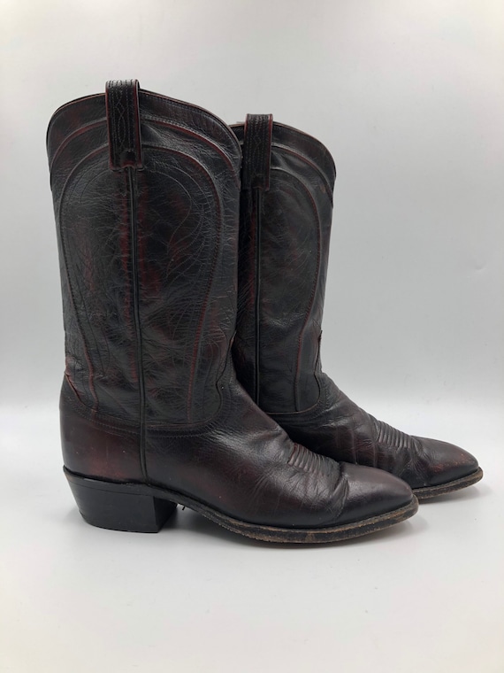 Burgundy boots, men's boots, real leather, vintage, w… - Gem