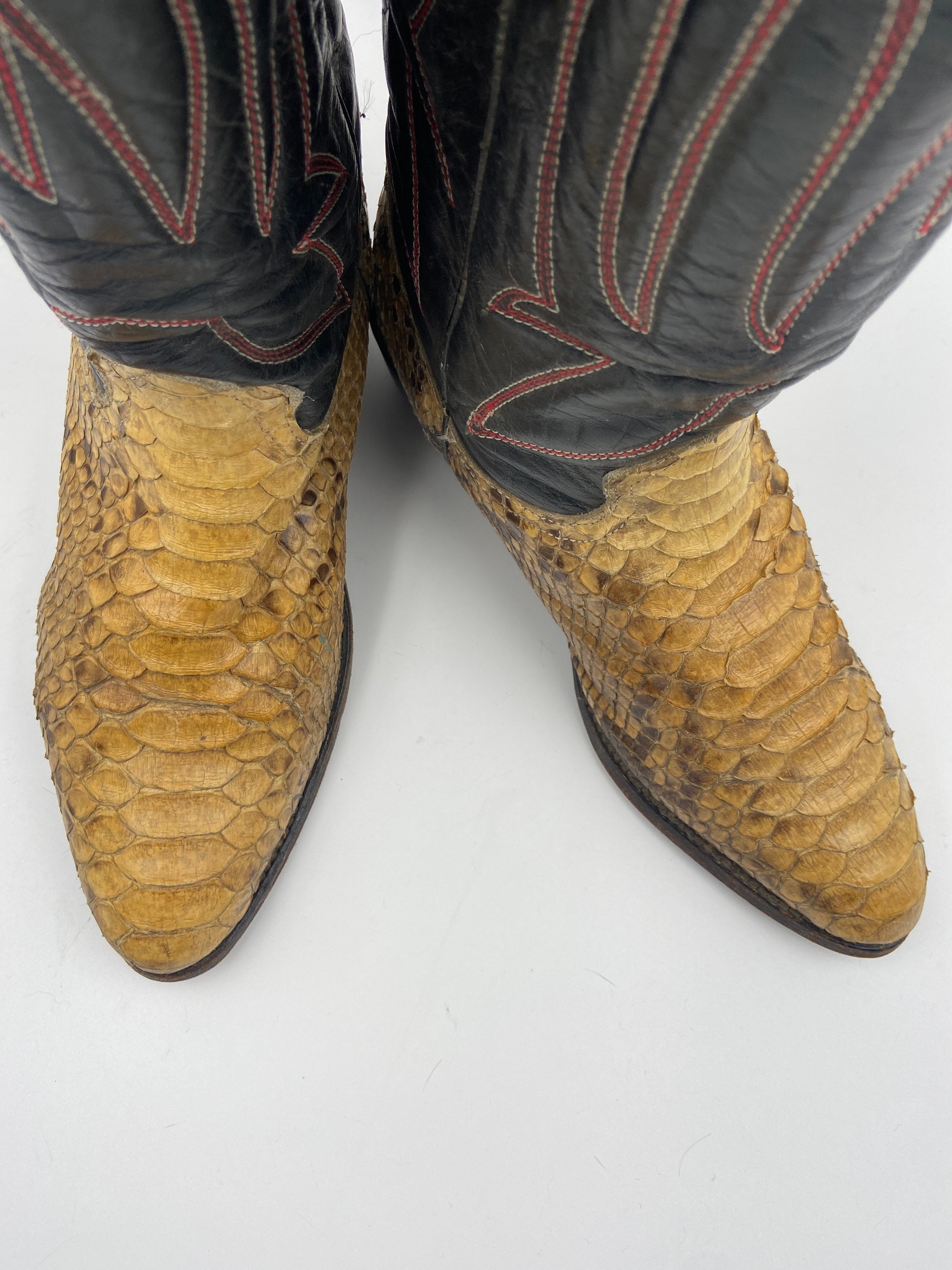 Beige and Black Men's Boots From Real Python Leather Vintage ...