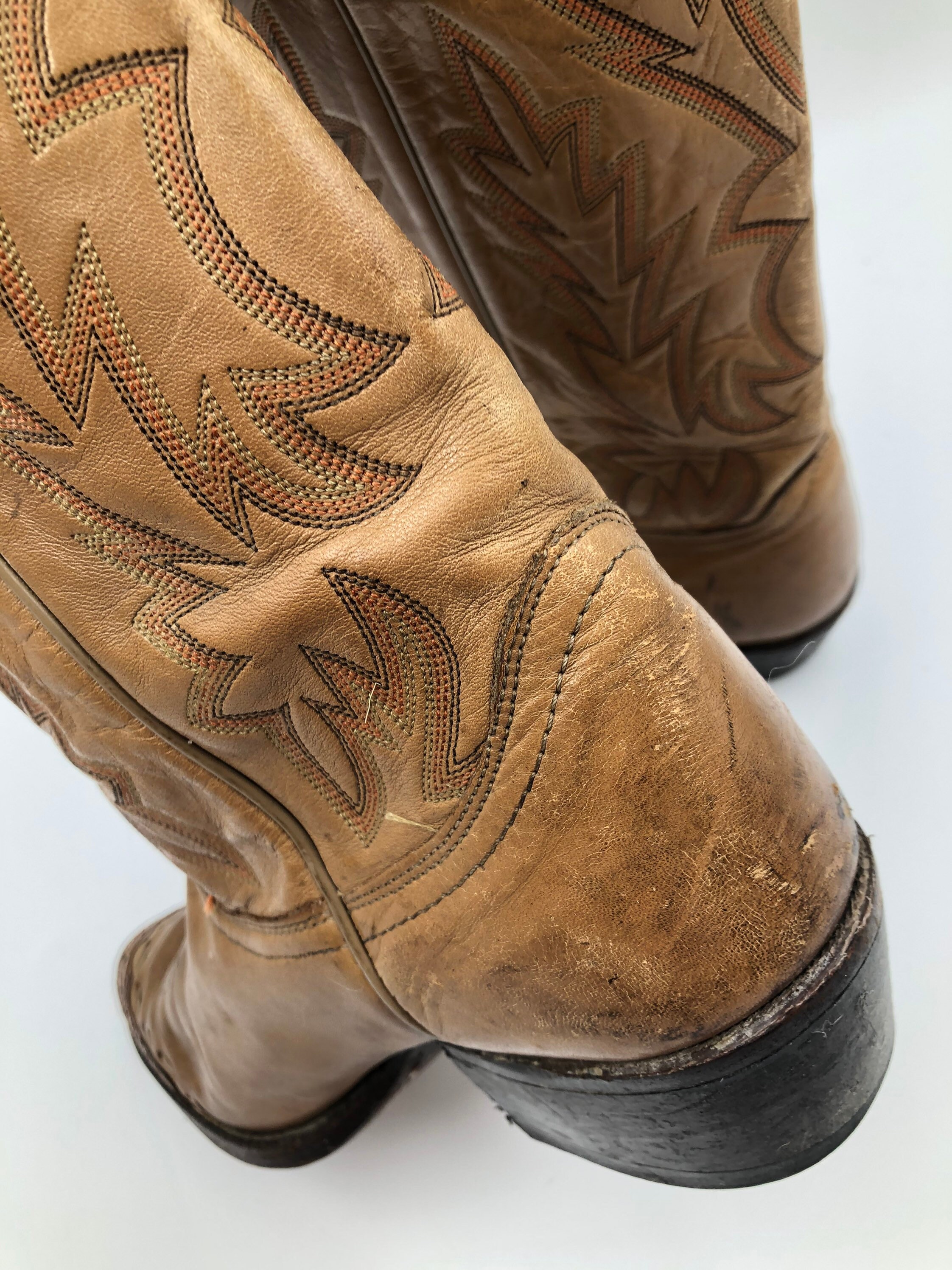 Light Brown Men's Boots From Real Leather Vintage Boots Embroidered ...