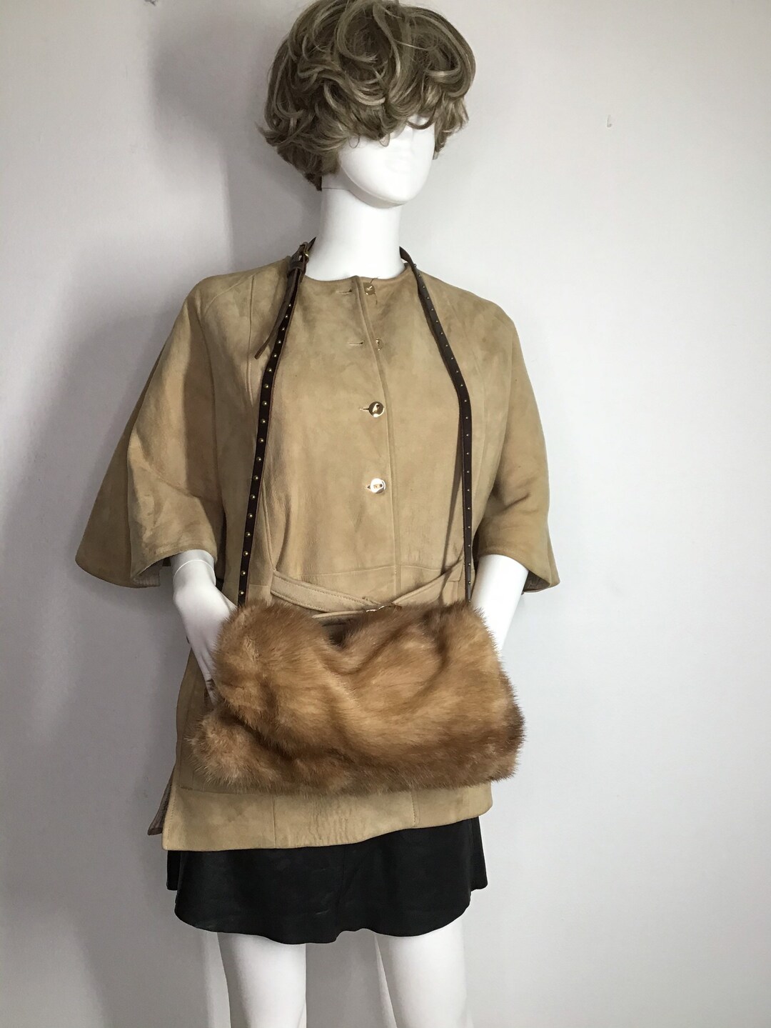 Bright Beige Women's Muff From Real Mink Fur Festive Look Fluffy Warm ...