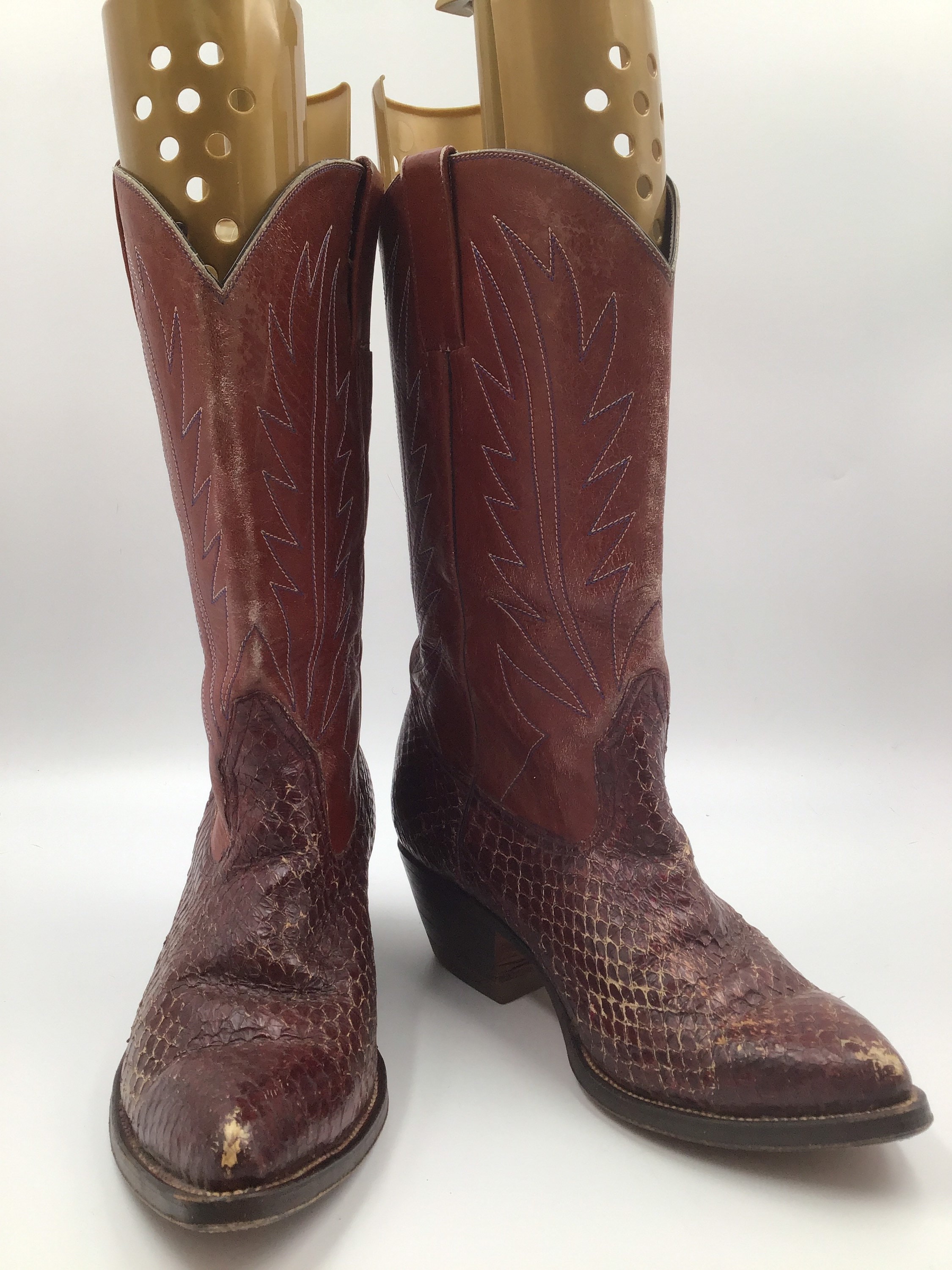 Dark Red Boots Men's Boots Snake Leather Vintage - Etsy