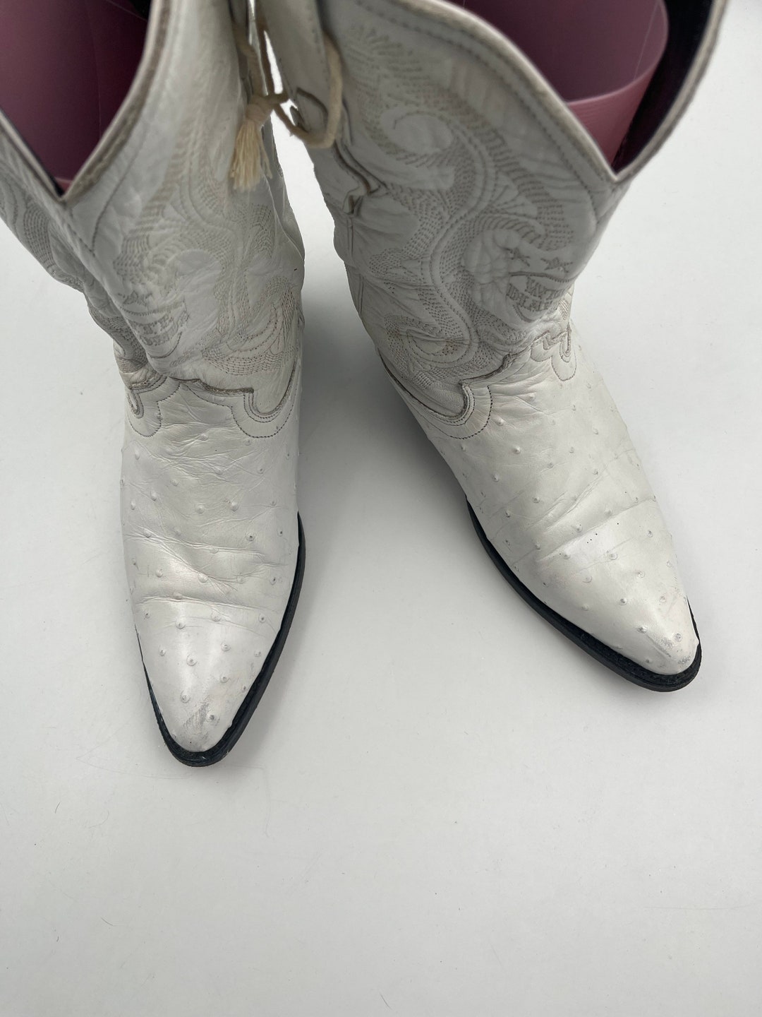 White Men's Boots From Real Leather Vintage Embroidered With Unique ...