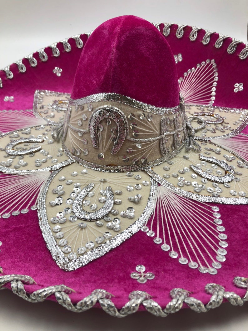 Bright Pink Hat From Real Velvet Sombrero Hat Classical Mexican Hat ...