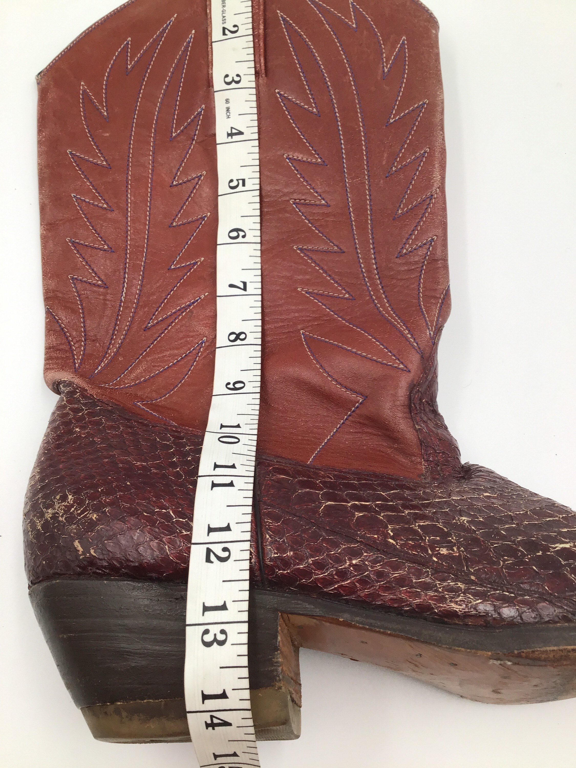 Dark Red Boots, Men's Boots, Snake Leather, Vintage, Embroidered, With ...