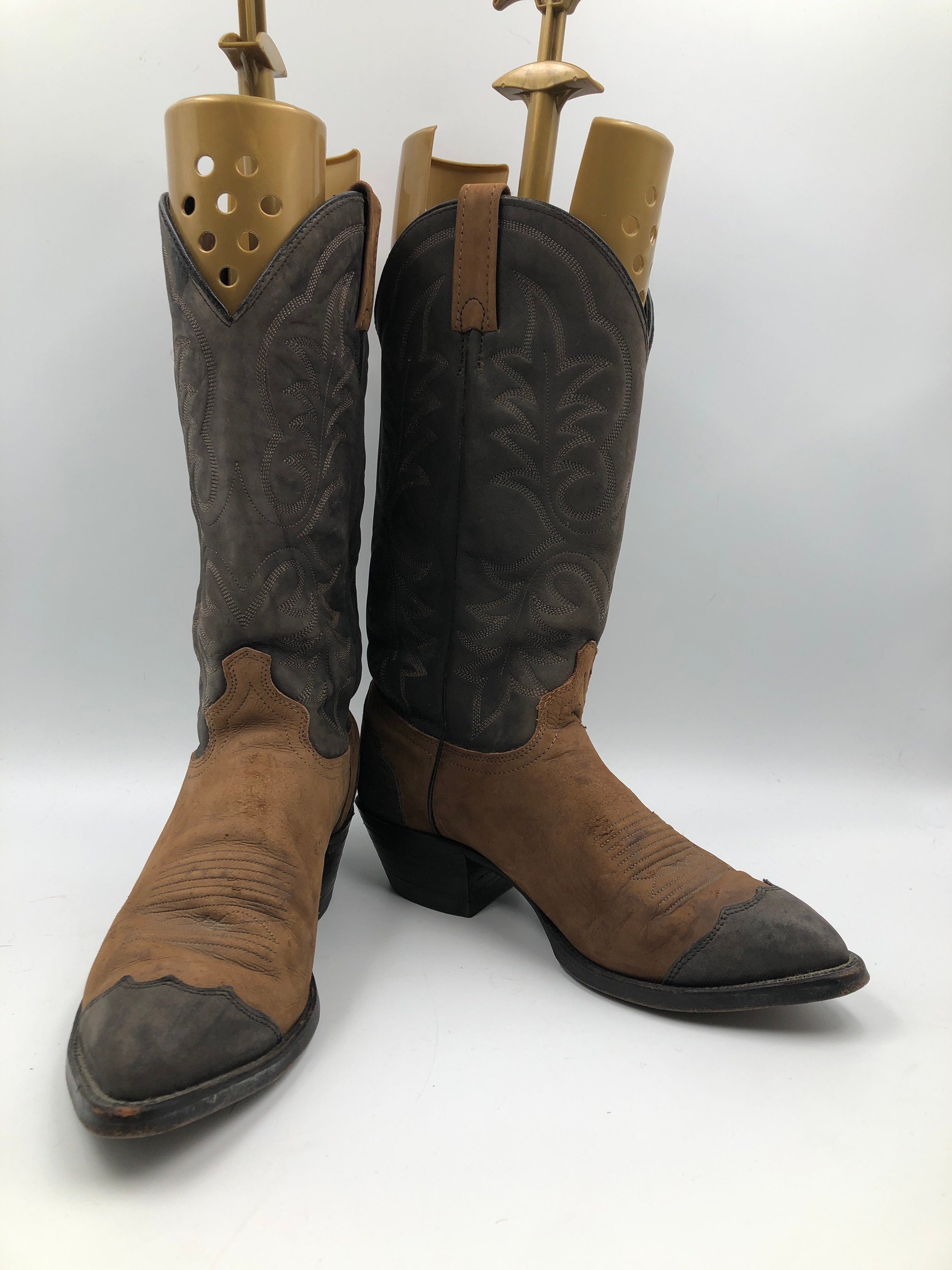 Black and Brown Men's Boots From Real Leather Vintage Embroidered With ...