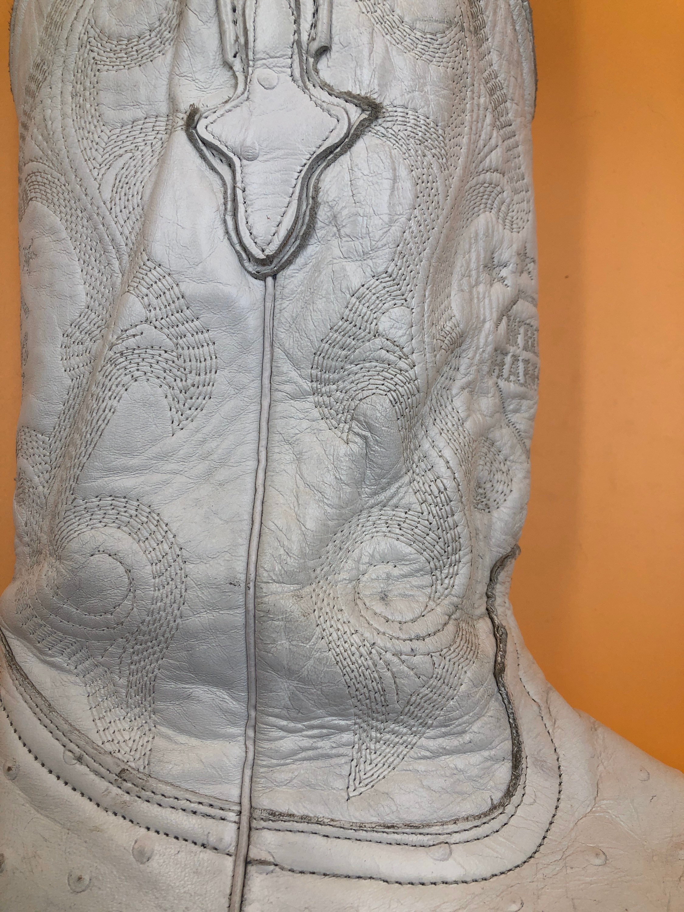 White Men's Boots From Real Leather Vintage Embroidered With Unique ...