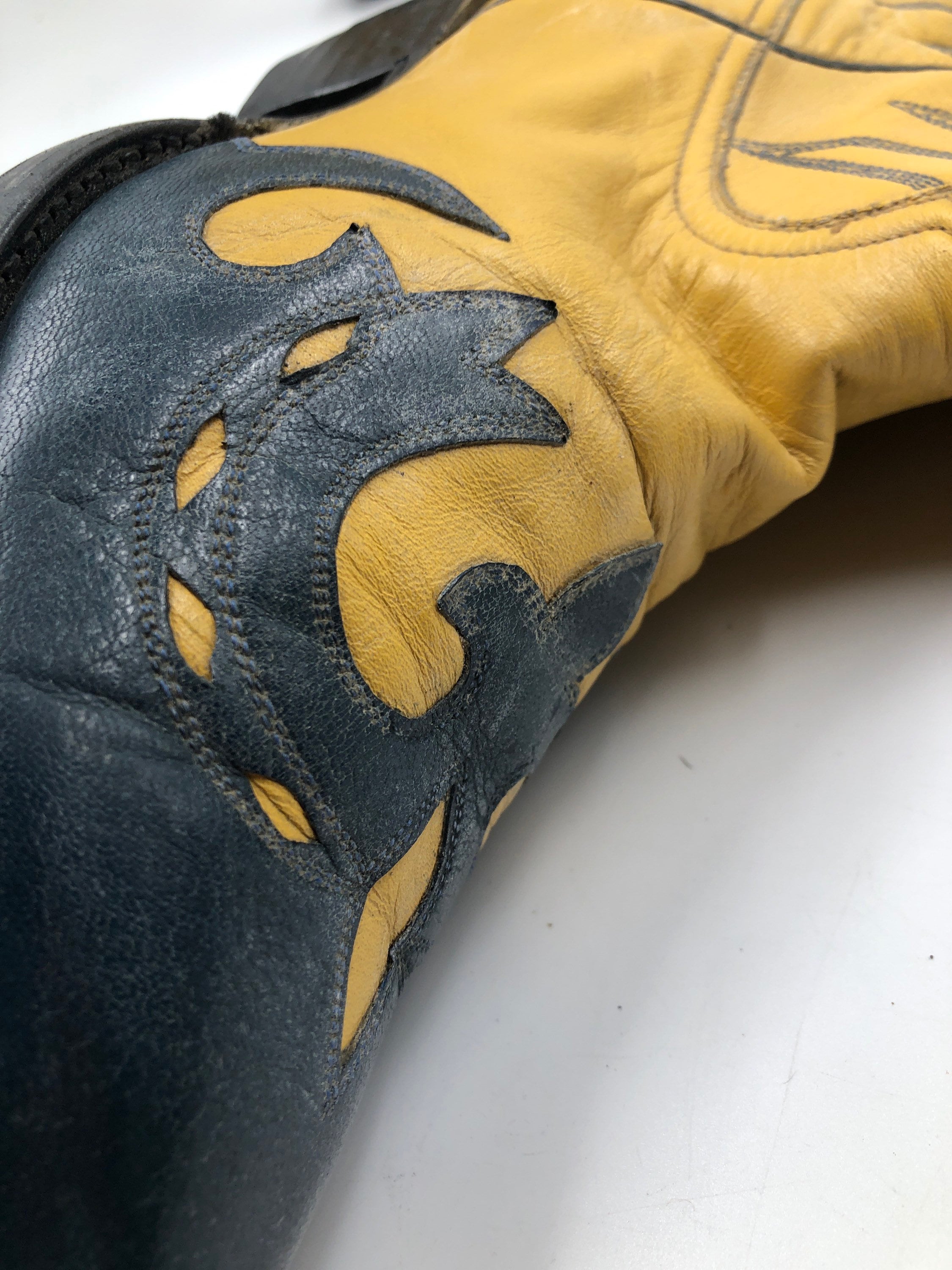 Yellow Black Men's Boots From Real Leather Vintage Boots Embroidered ...