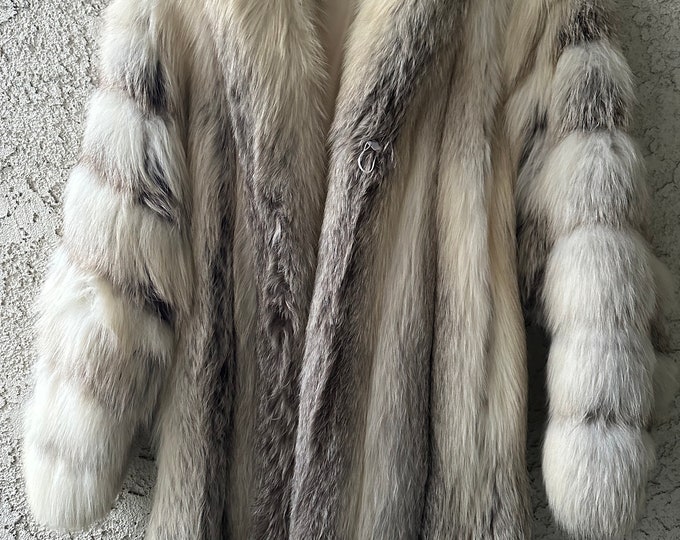 Fur Bomber Burning Man Fur Coat , Warm Coat With Long Fur, Silver Fox ...