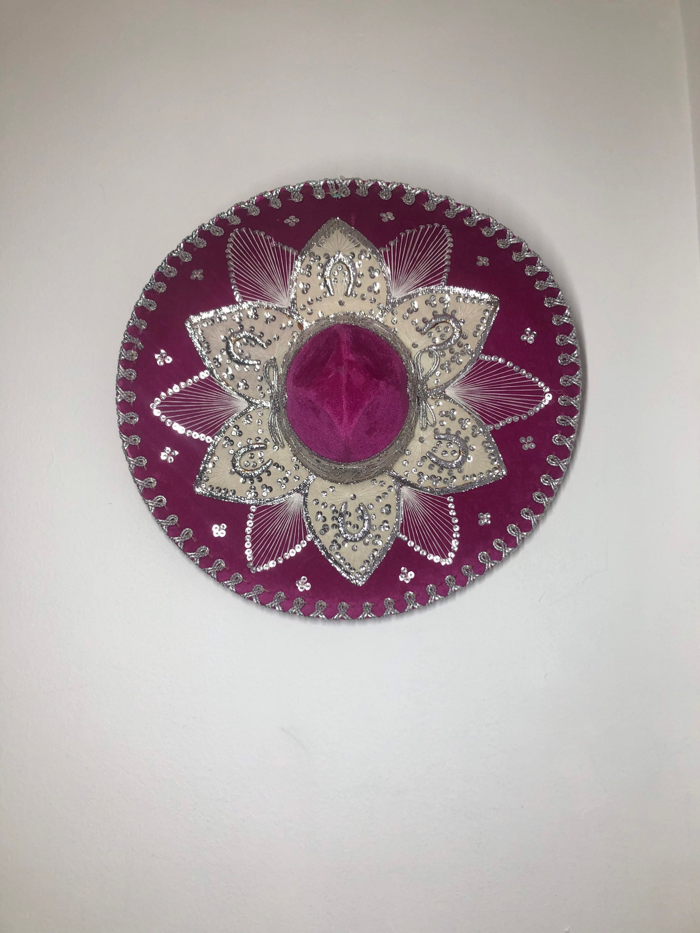 Bright Pink Hat From Real Velvet Sombrero Hat Classical Mexican Hat ...