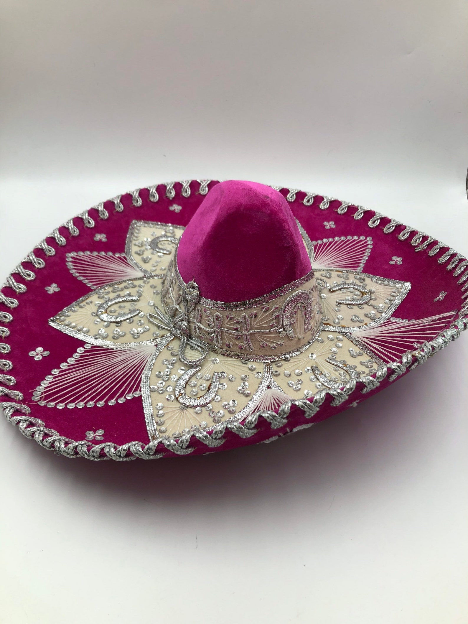 Bright Pink Hat From Real Velvet Sombrero Hat Classical Mexican Hat ...