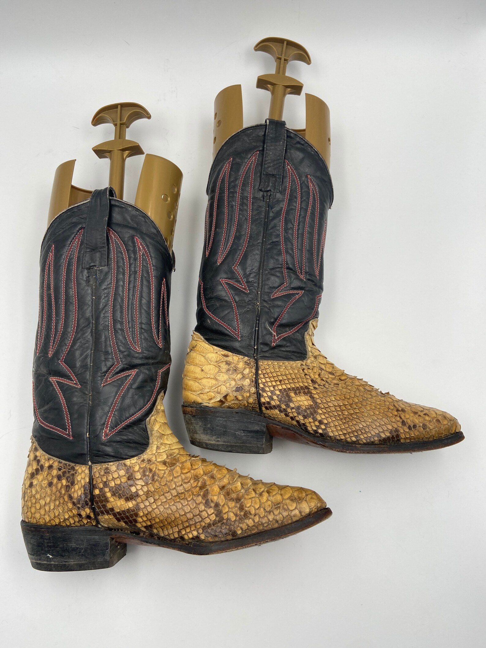 Beige and Black Men's Boots From Real Python Leather Vintage ...