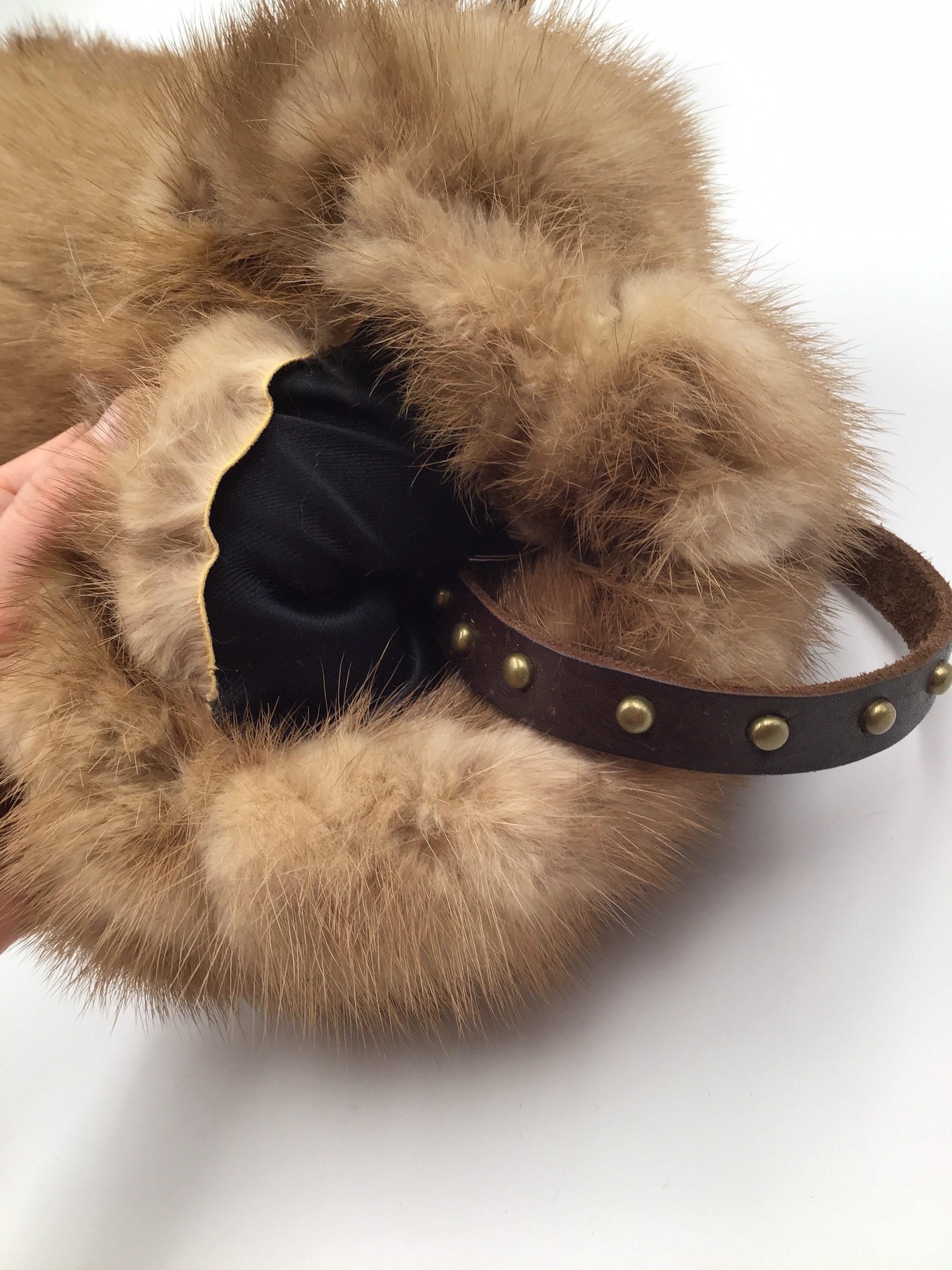 Bright Beige Women's Muff From Real Mink Fur Festive Look Fluffy Warm ...