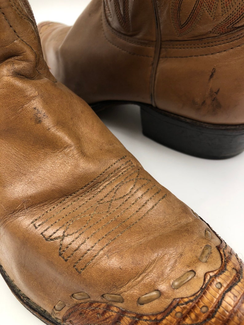 Light Brown Men's Boots From Real Leather Vintage Boots Embroidered ...